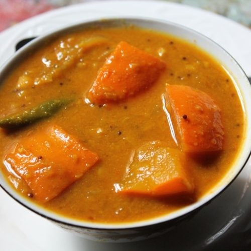 Pumpkin Sambar Recipe (Poosanikai Sambar)