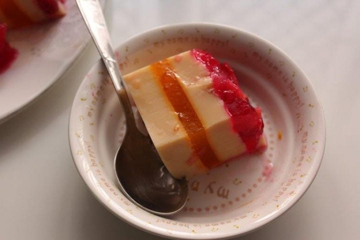 Milk and Strawberry Jelly Pudding Recipe